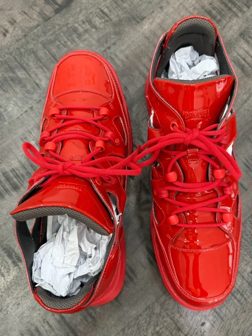 Camper | Shoes | Camper Mens Glossy Red Sawtooth Sole Sneakers | Poshmark